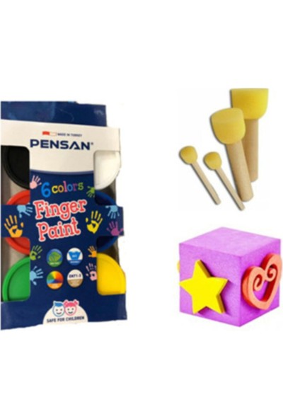 AnkaArt Parmak Boyası Ponpon Sünger Tampon Fırça Küp Eva