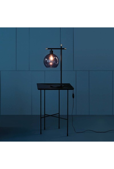 Enza Home Tara Modern Tasarım Füme Globe Cam Başlık Tasarımlı Abajur Enza Home Tara Modern Tasarım Füme Globe Cam Başlık Tasarımlı Abajur