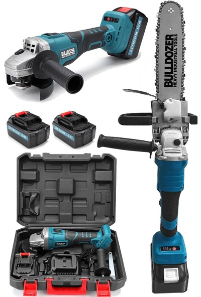 Bulldozer Profesyonel 48 V Büyük Boy Şarjlı Testere ve Taşlama Makinesi Çift Akülü Çantalı