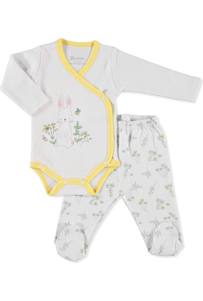 Bambaki Bebek Çiçekli Tavşan Zıbın Body-Patikli Alt