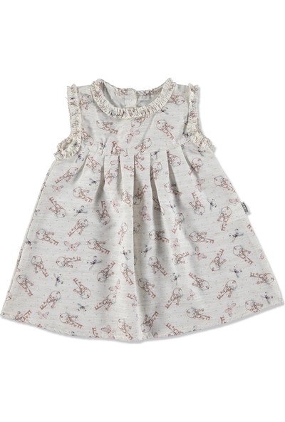 Bebemania Yaz Kız Bebek Kelebek Poplin Atlet Fırfırlı Yaka Tek Elbise