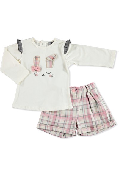 Bambaki Ekose 2'li Takım Tshirt-Şort