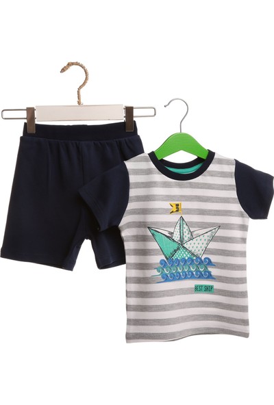 Hello Baby Yaz Erkek Bebek Denizci Tshirt-Şort Takım
