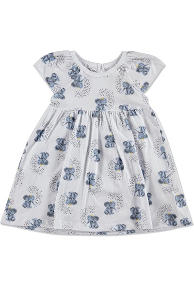 Aziz Bebe Yaz Kız Bebek Fil Süprem Kısa Kol Bisiklet Yaka Tek Elbise