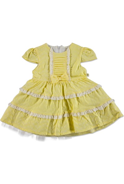 Mymio Yaz Kız Bebek Çiçekli Interlok Kısa Kol Bebe Yaka Tek Elbise