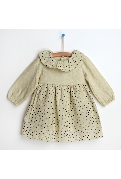 Hello Baby Kış Basic Flok Baskılı Bebek Elbise