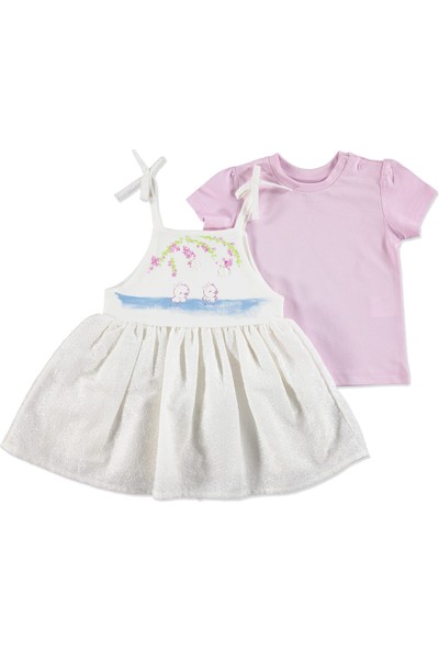 Hello Baby Yaz Kız Bebek Puanlı Çiçek Elbise-Tshirt Takım