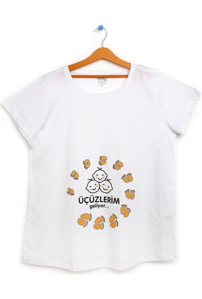 Baby Mom Babymom Hamile Üçüz Baskılı Tshirt Hamile Kısa Kol Tshirt