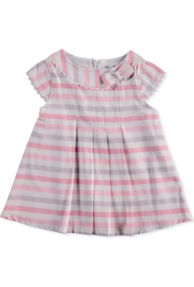 For My Baby Kurdele Detaylı Çizgili Elbise