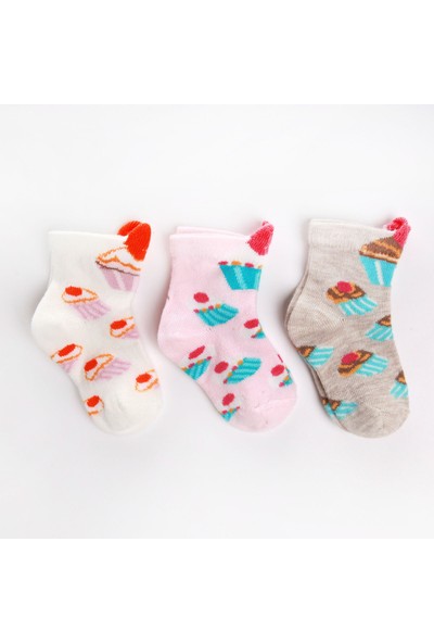 Aziz Bebe Cupcake 3'lü Soket Çorap