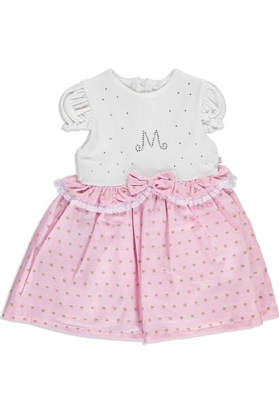 Mymio Yaz Kız Bebek Çiçekli Şemsiye Poplin Kısa Kol Çıtçıtlı Yaka Tek Elbise