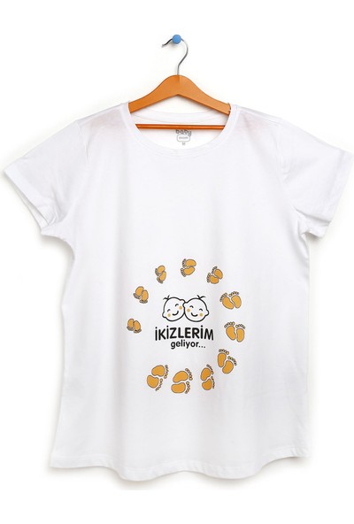 Baby Mom Babymom Ikiz Bebek Baskılı Tshirt Hamile Kısa Kol Tshirt