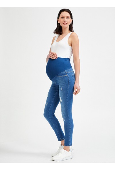Big Time Düz Hamile Denim Pantolon
