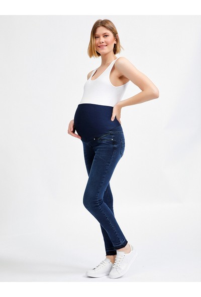 Big Time Taşlı Hamile Denim Pantolon