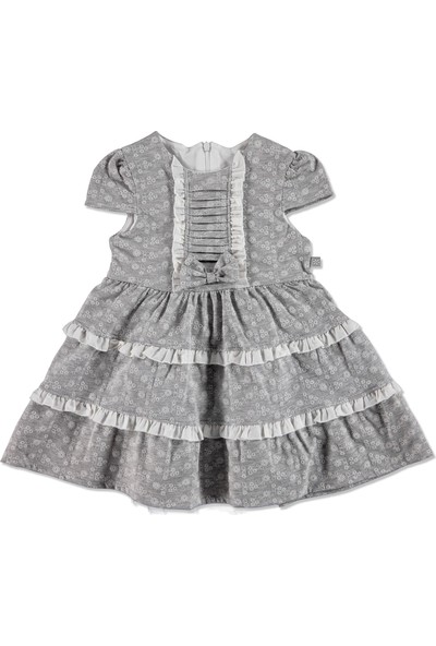 Mymio Yaz Kız Bebek Çiçekli Interlok Kısa Kol Bebe Yaka Tek Elbise