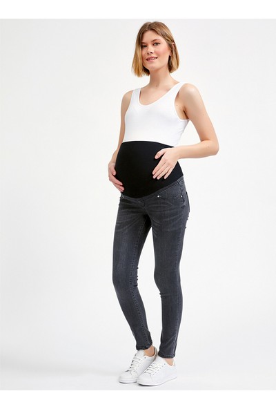 Big Time Düz Hamile Denim Pantolon