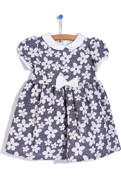 Mymio Yaz Kız Bebek Çiçekli Poplin Kısa Kol Bebe Yaka Tek Elbise