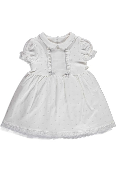 Mymio Yaz Kız Bebek Puanlı Interlok Kısa Kol Bebe Yaka Tek Elbise