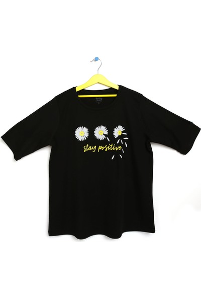 Baby Mom Babymom Papatya Baskılı Hamile Yarım Kol Tshirt