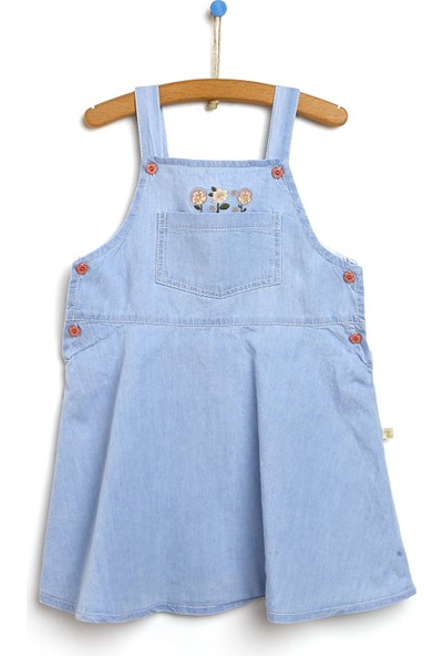 Babyz Denim Cep Nakış Detaylı Elbise