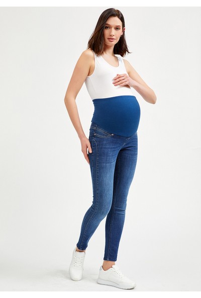 Big Time Düz Hamile Denim Pantolon