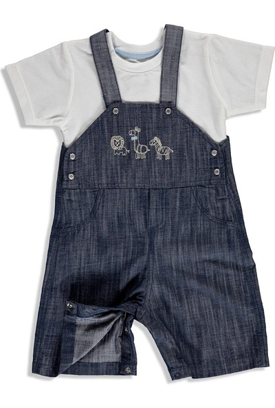 Hello Baby Yaz Erkek Bebek Sevimli Hayvanlar Salopet-Tshirt Takım