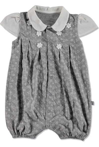 Mymio Yaz Kız Bebek Çiçekli Interlok Kısa Kol Bebe Yaka Tek Barbatöz