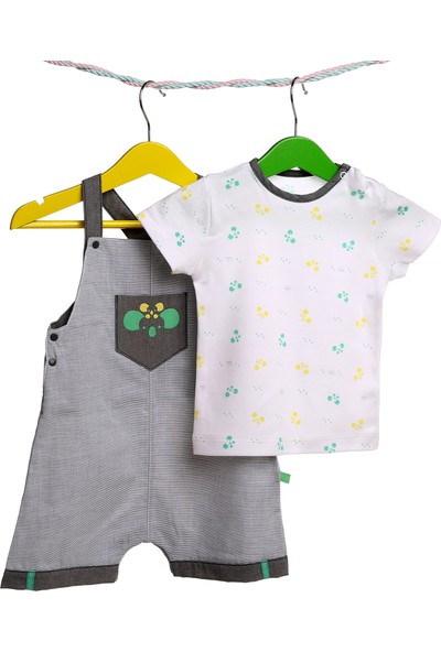 Mymio Bebek Sevimli Koala Poplin Kısa Kol Patiksiz Çıtçıtlı Yaka 2'li Salopet-Sweatshirt Mymio Bebek Sevimli Koala Poplin Kısa Kol Patiksiz Çıtçıtlı Yaka 2'li Salopet-Sweatshirt