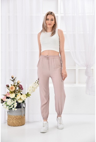 Shewky Kadın Kargo Pantolon Paça Lastikli Cepli