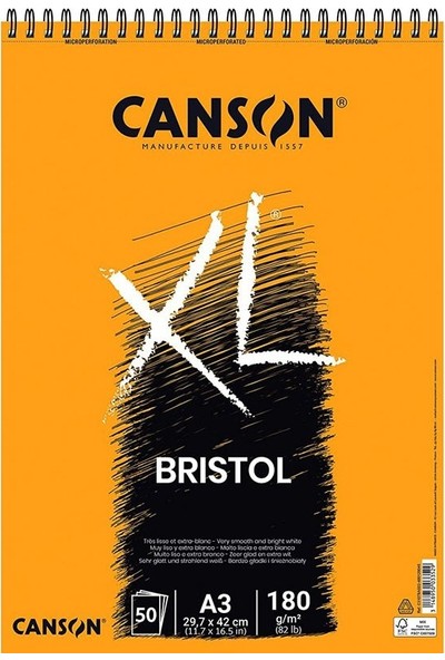 Canson Xl Bristol Spiralli Çizim Defteri 180G 50 Yaprak A3 Canson Xl Bristol Spiralli Çizim Defteri 180G 50 Yaprak A3
