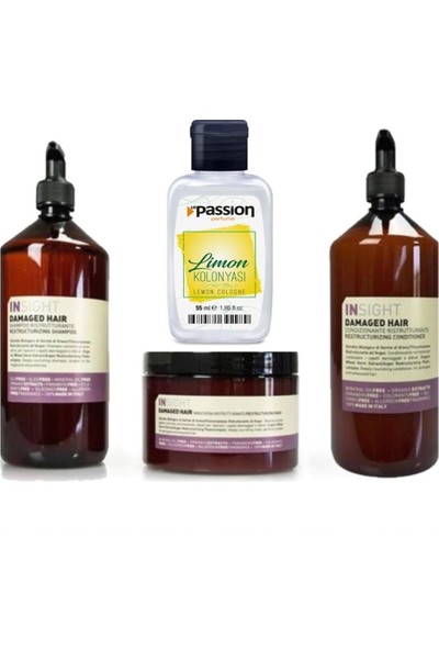Insıght Damaged Hair Şampuan 900 ml + Saç Kremi 900 ml + Maske 500 ml Insıght Damaged Hair Şampuan 900 ml + Saç Kremi 900 ml + Maske 500 ml
