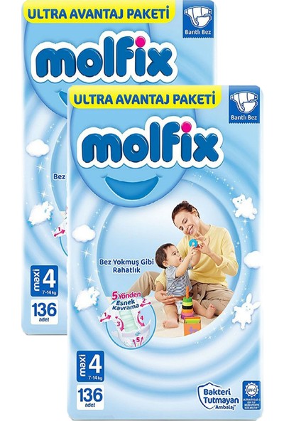 Molfix Bebek Bezi Comfort Fix Ultra Avantaj Paketi Maxi 4 Beden 272 Adet Molfix Bebek Bezi Comfort Fix Ultra Avantaj Paketi Maxi 4 Beden 272 Adet