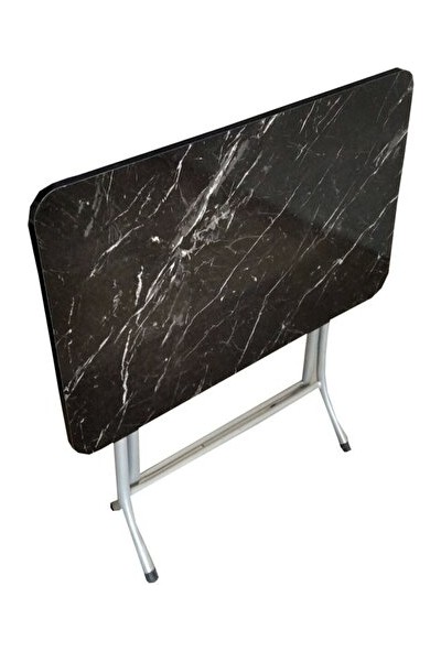 Tubix Mermer Desenli Siyah Katlanır Masa