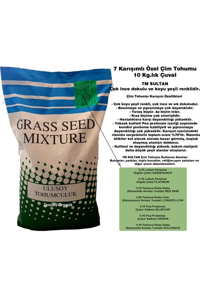 Ulusoy 7 Karışımlı Çim Tohumu 10 Kg. Ulusoy 7m Sultan Özel Çim Tohumu Açılmamış Çuvalında Ulusoy 7 Karışımlı Çim Tohumu 10 Kg. Ulusoy 7m Sultan Özel Çim Tohumu Açılmamış Çuvalında