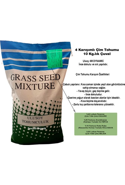 Ulusoy Çim Tohumu 10 Kg. Ulusoy Dinamik 4m Özel Dayanıklı Çim Tohumu Açılmamış Çuvalında Ulusoy Çim Tohumu 10 Kg. Ulusoy Dinamik 4m Özel Dayanıklı Çim Tohumu Açılmamış Çuvalında