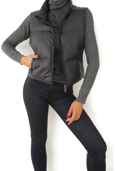 Eka Kadın Siyah Kısa Şişme Yelek 0697-5005