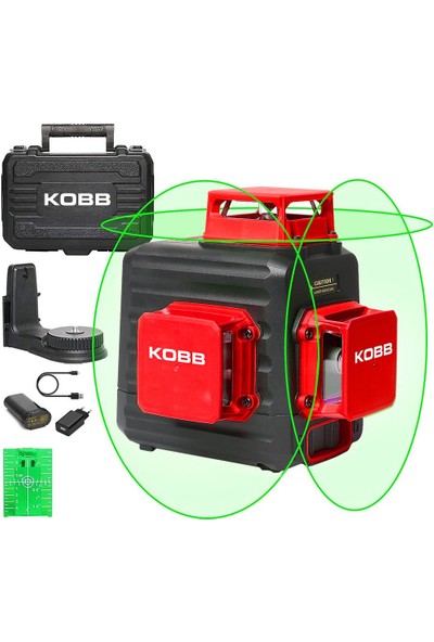 Kobb KBL34G 40 Metre Profesyonel Li-Ion Şarjlı 3X360⁰ Otomatik Hizalamalı Yeşil Çapraz Çizgi Lazer Distomat Kobb KBL34G 40 Metre Profesyonel Li-Ion Şarjlı 3X360⁰ Otomatik Hizalamalı Yeşil Çapraz Çizgi Lazer Distomat