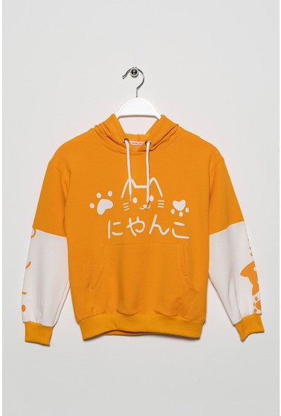 Zepkids Kız Çocuk Kedi Baskılı Kanguru Cepli Sweatshirt 9-12 Yaş Zepkids Kız Çocuk Kedi Baskılı Kanguru Cepli Sweatshirt 9-12 Yaş