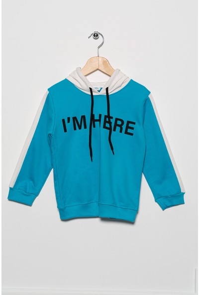 Zepkids Erkek Çocuk Here Baskılı Kapüşonlu Sweat 5-8 Yaş