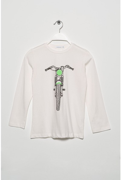 Zepkids Erkek Motor Baskılı Uzun Kol Bisiklet Yakatshirt 9-12 Yaş