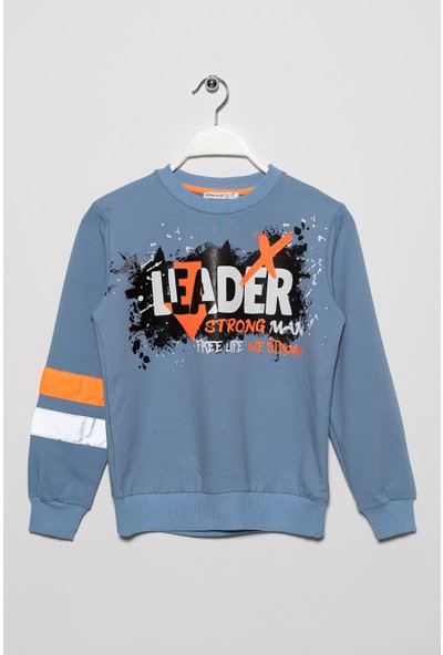Zepkids Erkek Çocuk Leader Baskılı Sweatshirt 7-15 Yaş