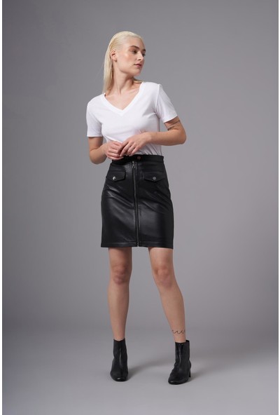 Dericompany Viviana Siyah Deri Etek 222507