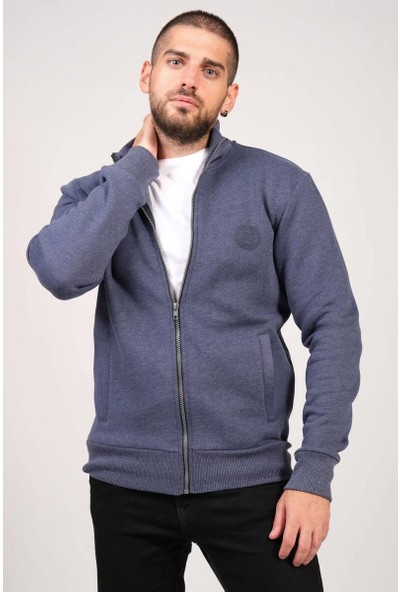 Giyim Dünyası Erkek Dik Yaka Fermuarlı Sweat Indigo