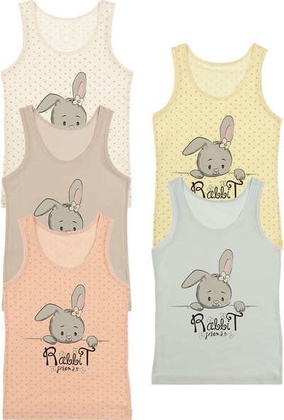 Donella 5'li Renkli Tavşan Baskılı Kız Çocuk Atlet - 491132RA Donella 5'li Renkli Tavşan Baskılı Kız Çocuk Atlet - 491132RA