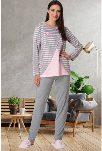 Şık Mecit Pembe Emzirme Özellikli Lohusa Pijama Takımı Şık Mecit Pembe Emzirme Özellikli Lohusa Pijama Takımı