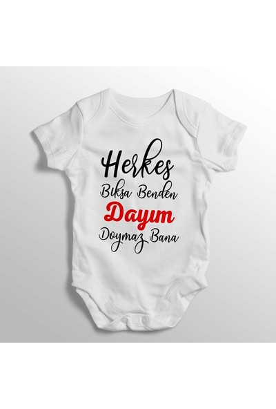 Limon Herkes Bıksa Benden Dayım Doymaz Bana Yazılı Baskılı Bebek Zıbını