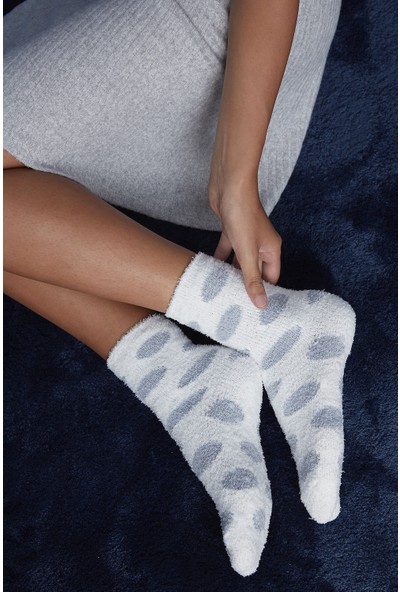 Penti Optik Beyaz Soft Dots Soket Çorap