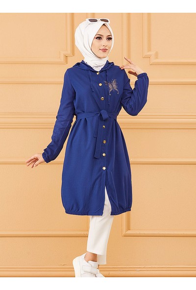 Tofisa Taşlı Düğmeli Tunik - Saks - Tofisa Tofisa Taşlı Düğmeli Tunik - Saks - Tofisa