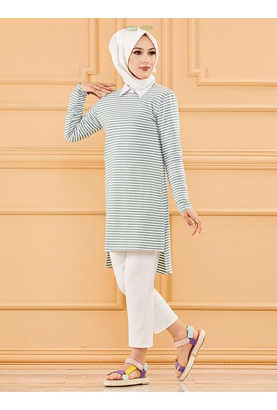 Tofisa Çizgili Tunik - Mint - Tofisa