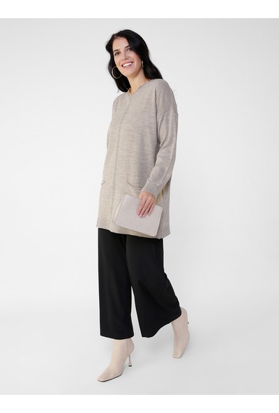Alia Büyük Beden Cep Detaylı Triko Tunik - Vizon - Alia Alia Büyük Beden Cep Detaylı Triko Tunik - Vizon - Alia